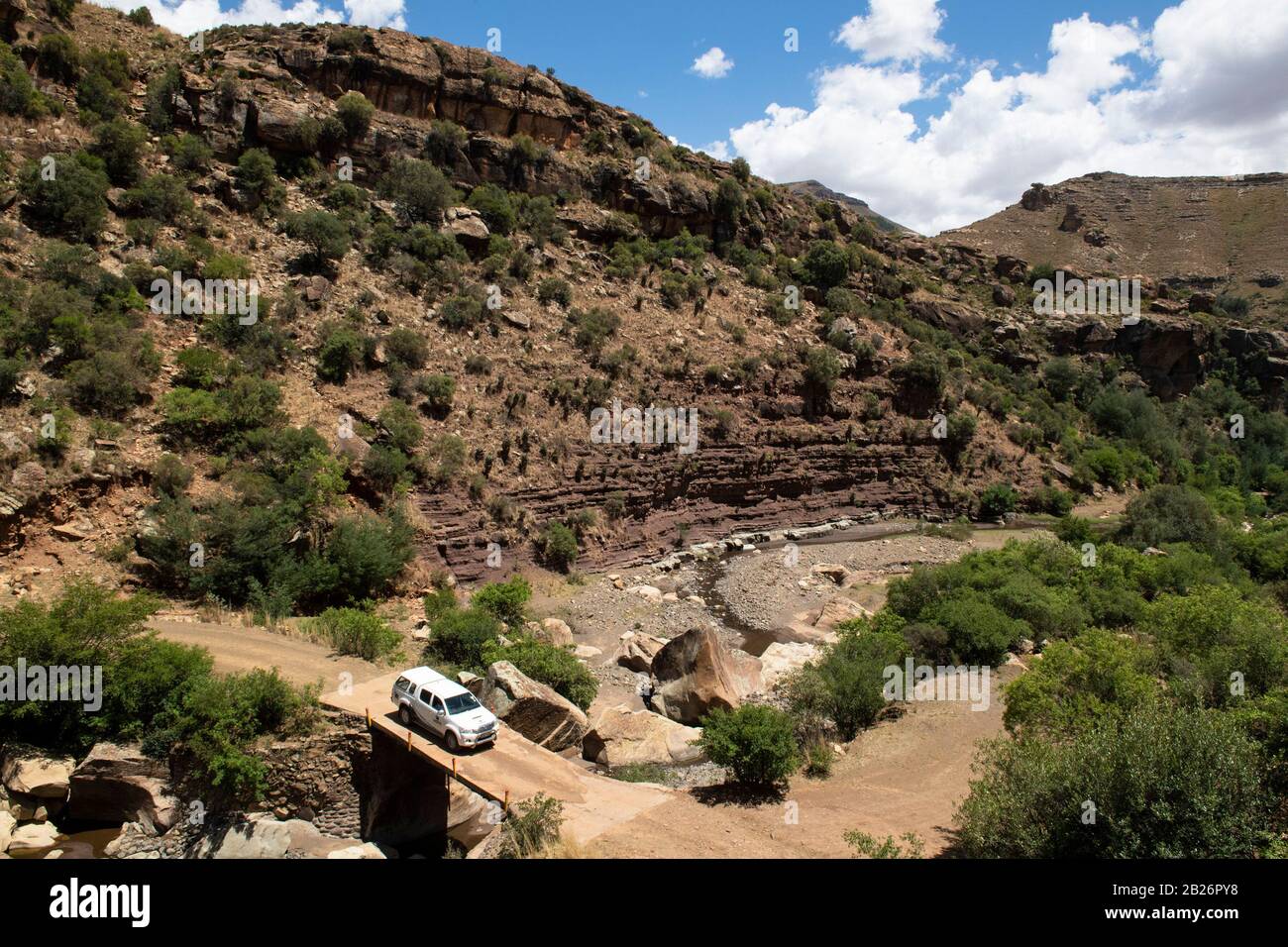 4x4 crossing the Makoae River, Southern Lesotho Stock Photo - Alamy