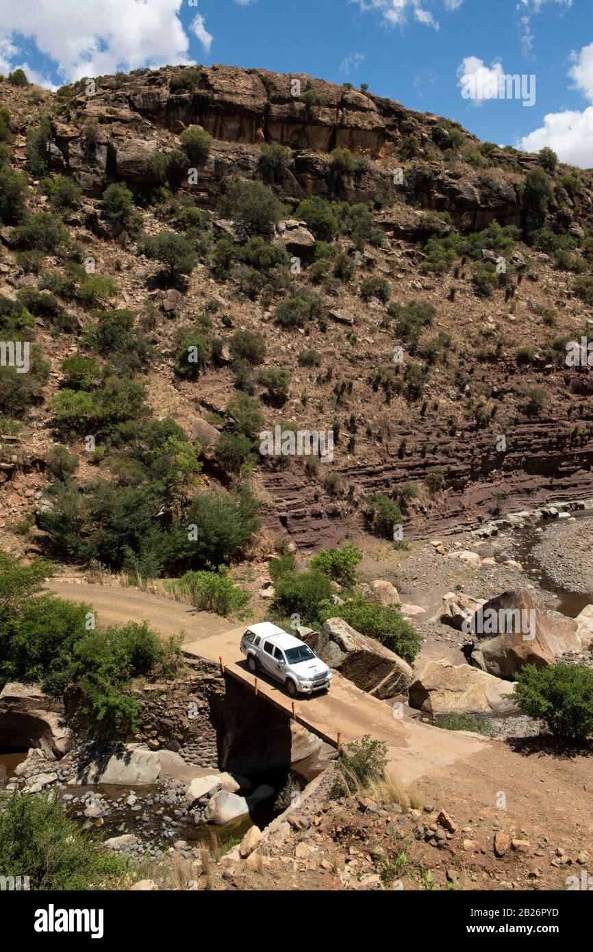 4x4 crossing the Makoae River, Southern Lesotho Stock Photo - Alamy