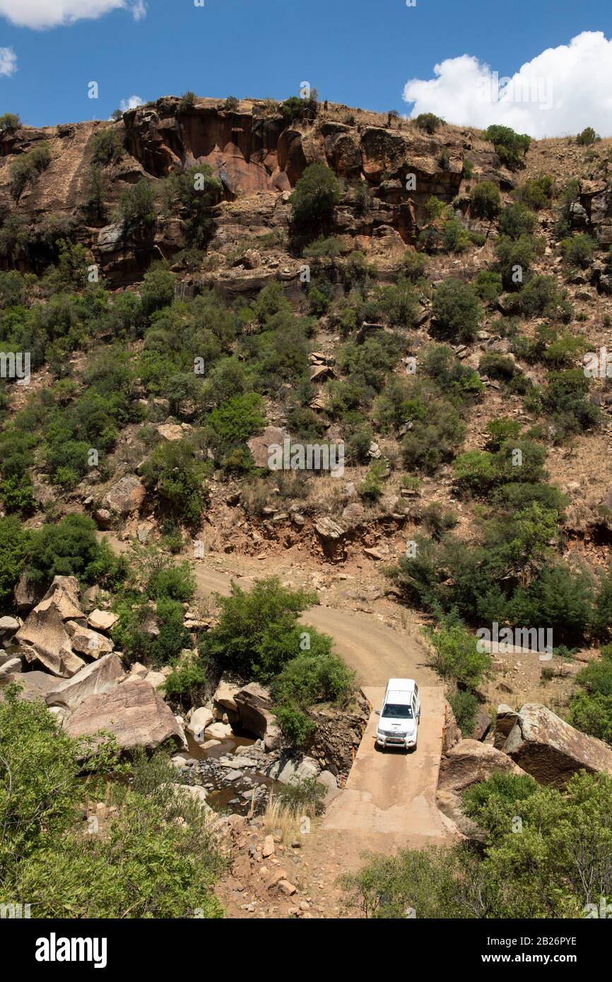 4x4 crossing the Makoae River, Southern Lesotho Stock Photo - Alamy