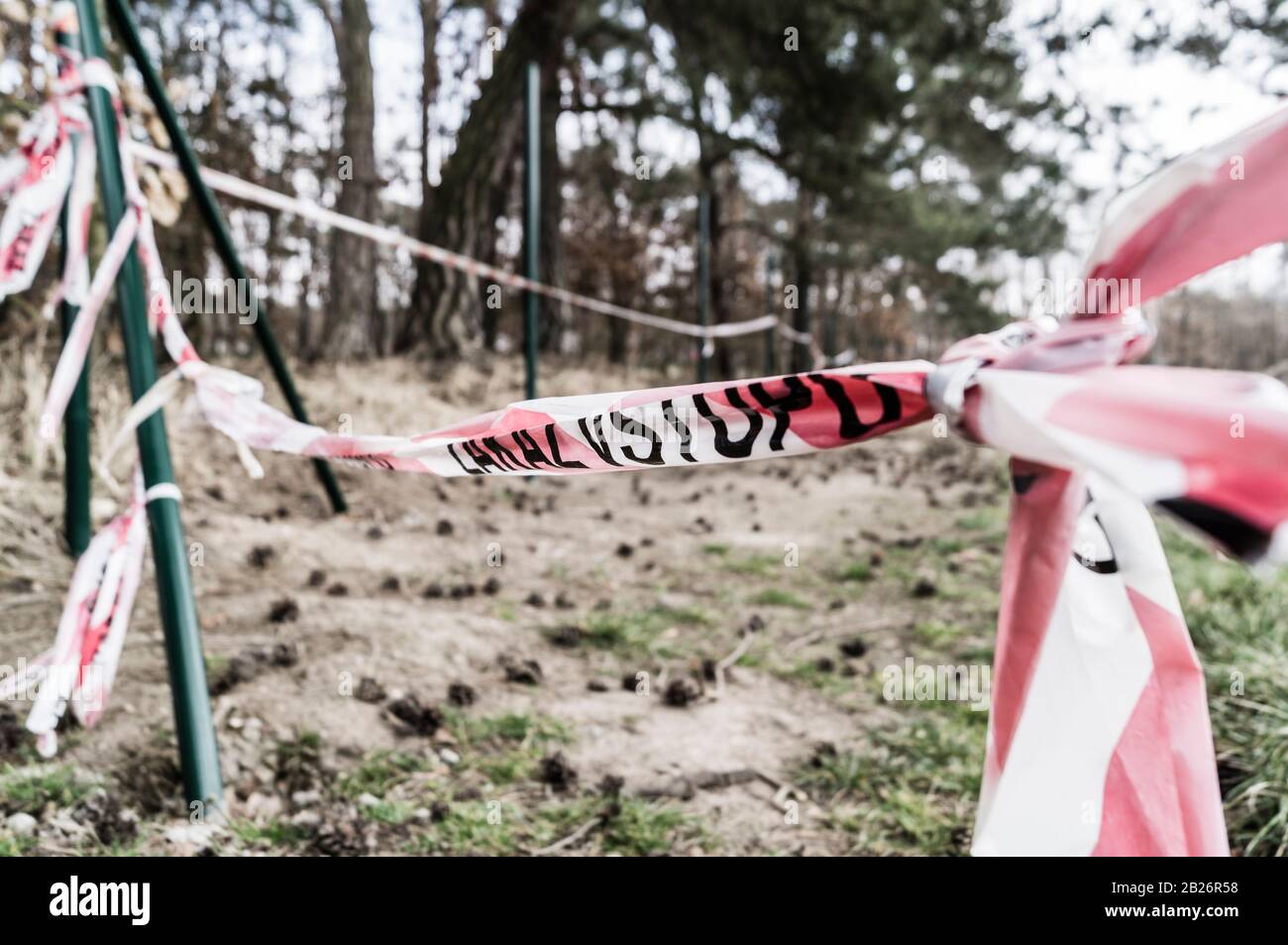 Red white no entry tape hi-res stock photography and images - Alamy