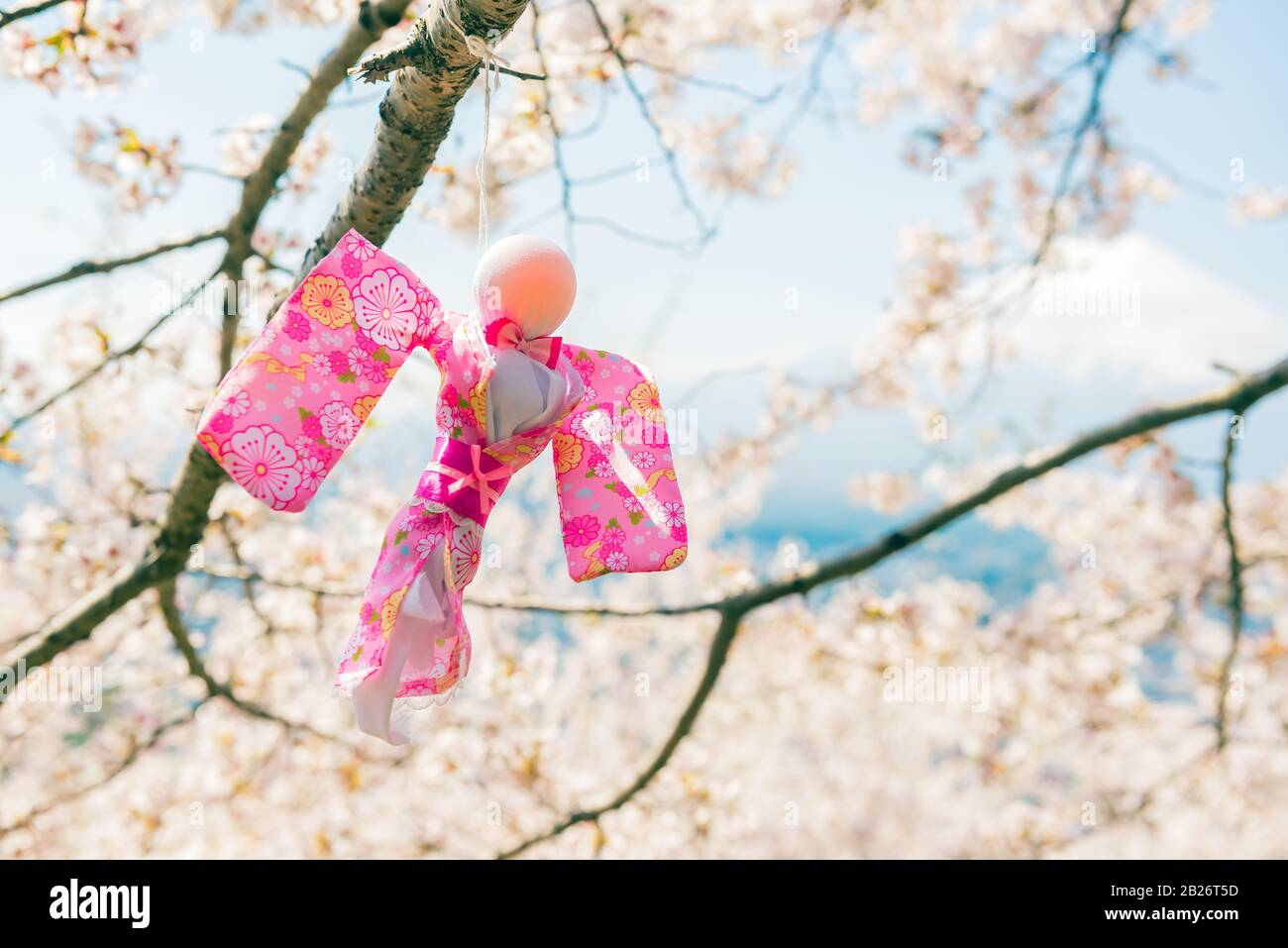 Teru Teru Bozu. Japanese Rain Doll hanging on Sakura tree to pray for ...
