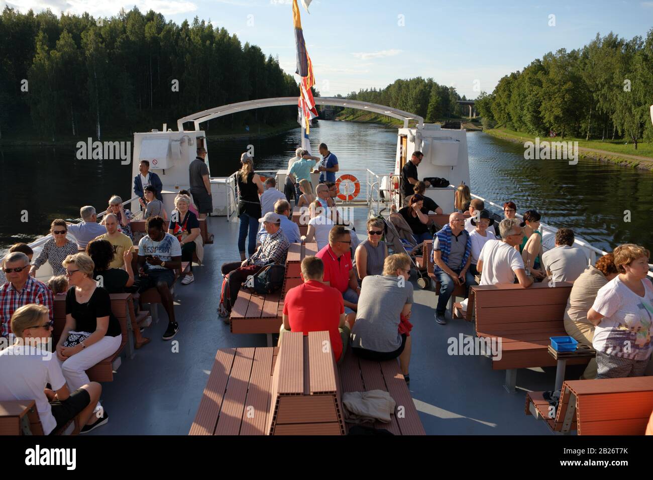 Saimaa canal cruise ship going through canal, Lappeenranta, Finland ...