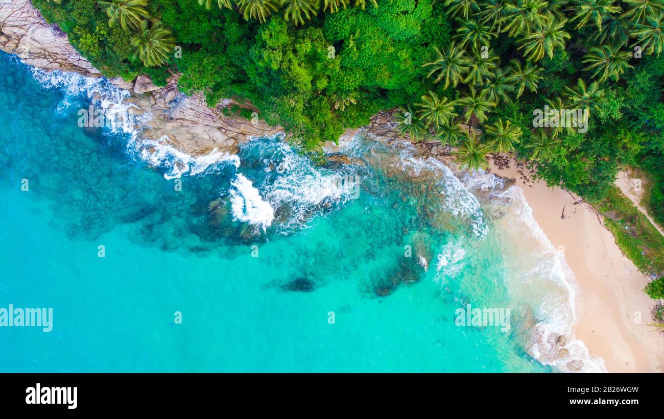 Tropical forest on sea island beach aerial view Stock Photo - Alamy
