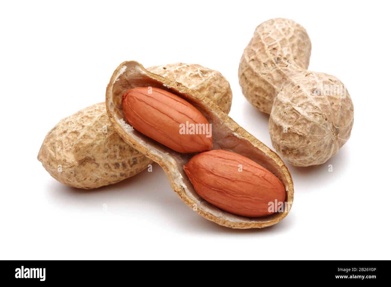 Peanuts isolated on white background, macro shot Stock Photo - Alamy