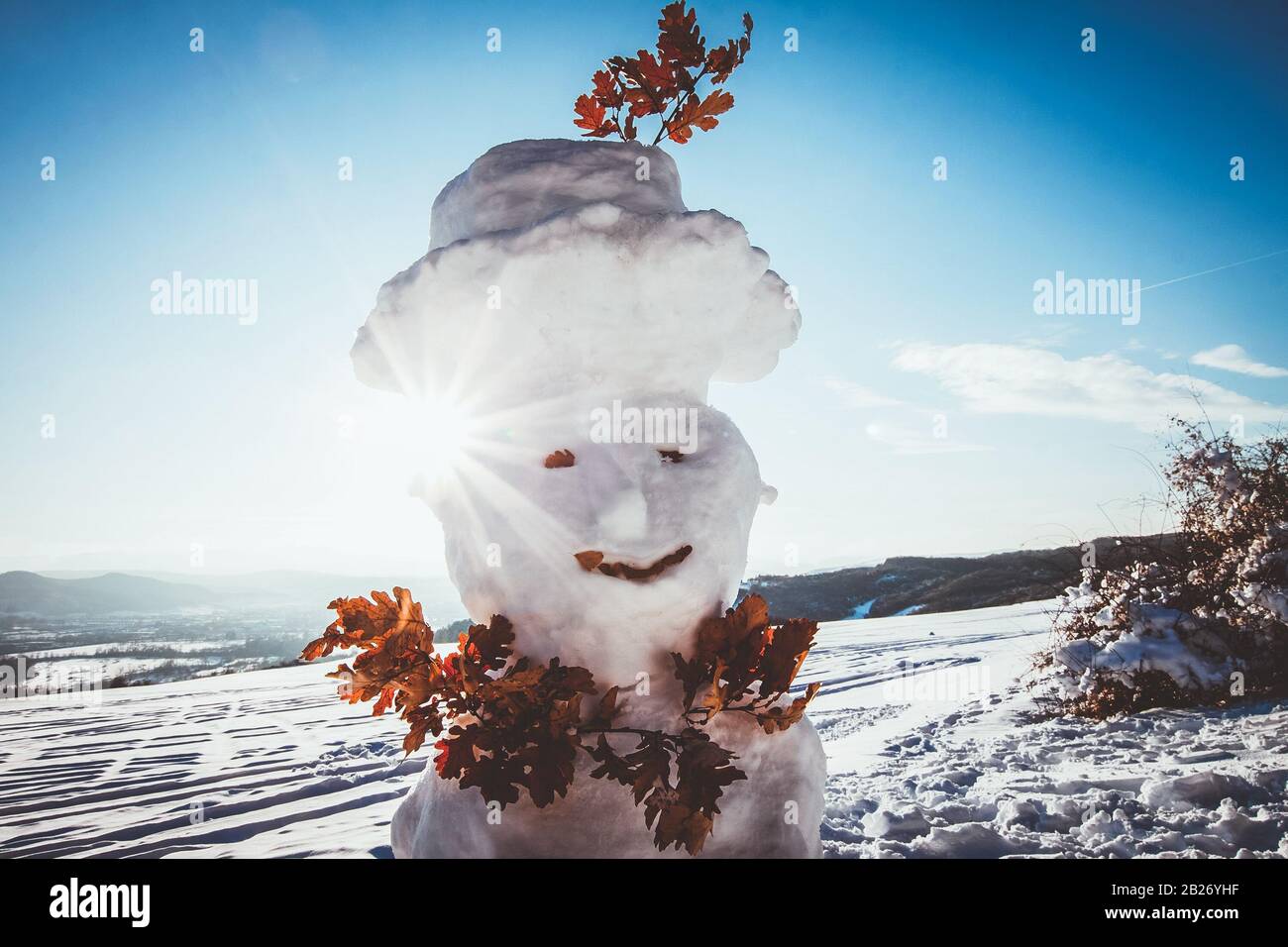 snowman portrait fun in winter Stock Photo - Alamy