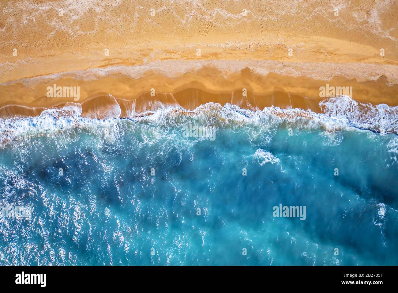 Beach and waves from top view Stock Photo - Alamy