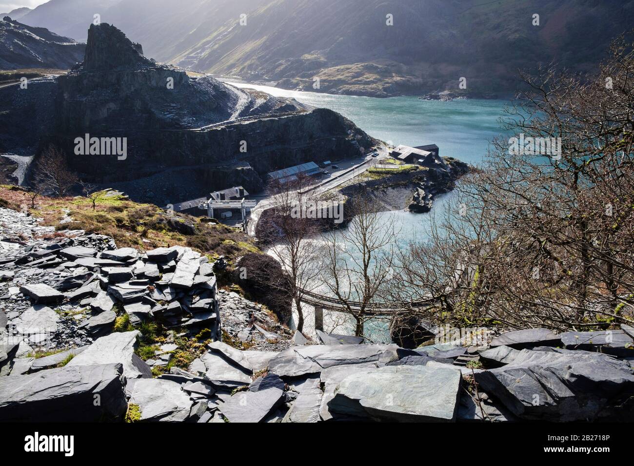 Dinorwig Hydro-electric Power Station and Llyn Peris reservoir from ...