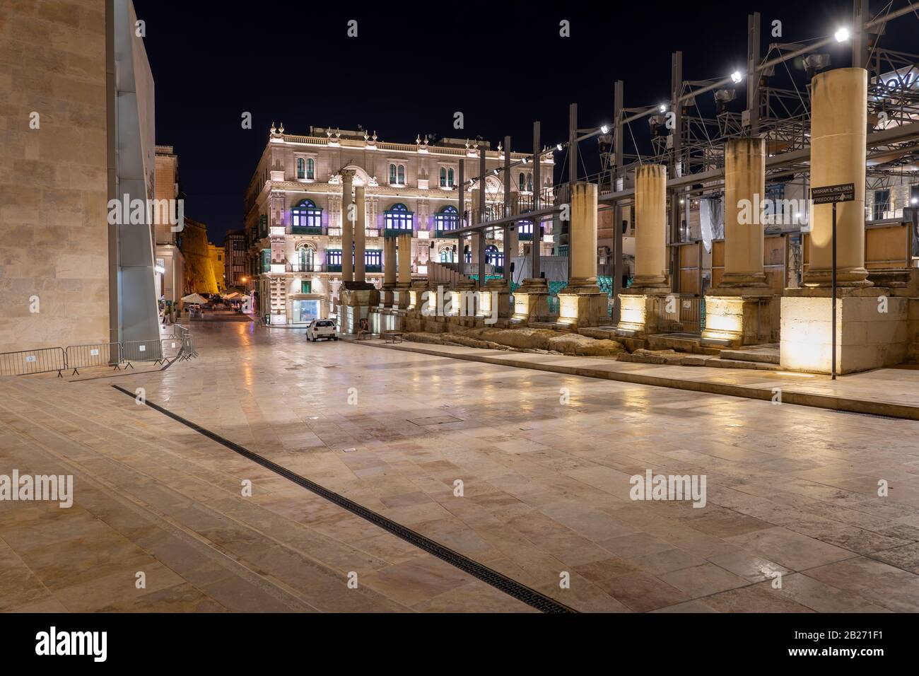 City of Valleta in Malta, Freedom Square (Misrah Il-Helsien) with Royal ...