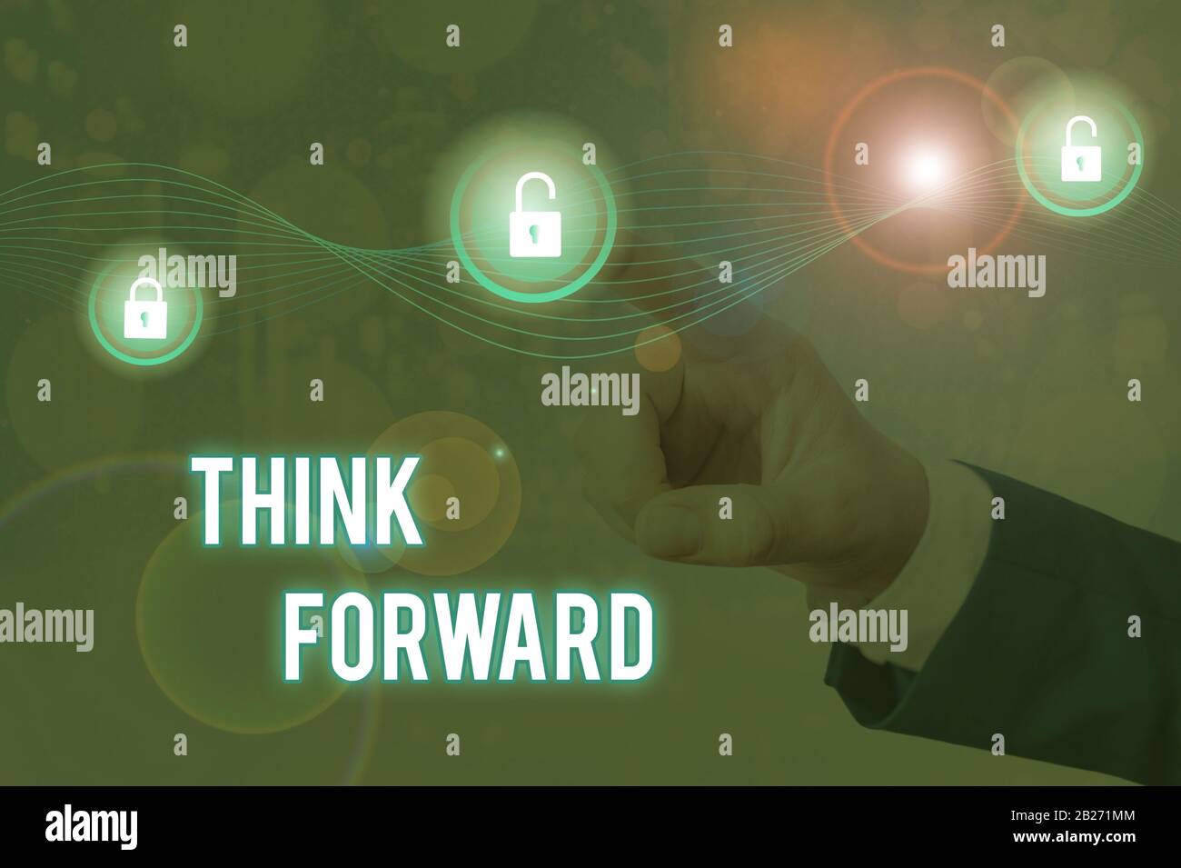 Handwriting text Think Forward. Conceptual photo The act of thinking ...