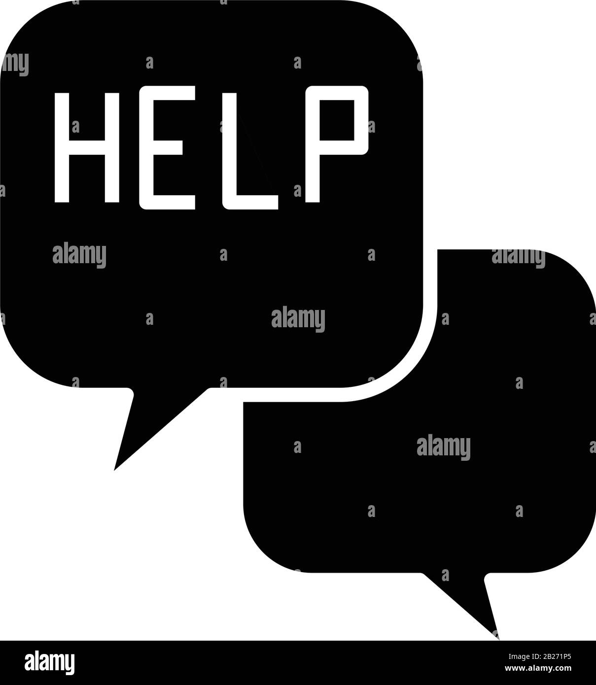 Help message black icon, concept illustration, vector flat symbol ...