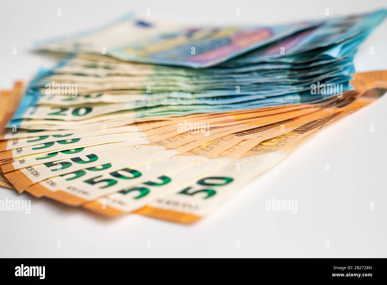 Euro money pile spread on white background, Business funance Stock ...
