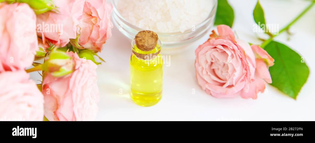 cosmetics with rose flower extract. Selective focus. nature Stock Photo ...