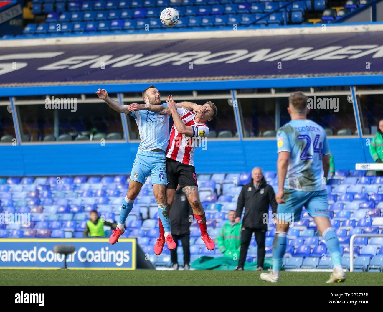 Birmingham, UK. 1st Mar 2020. Liam Kelly of Coventry City and Max Power ...