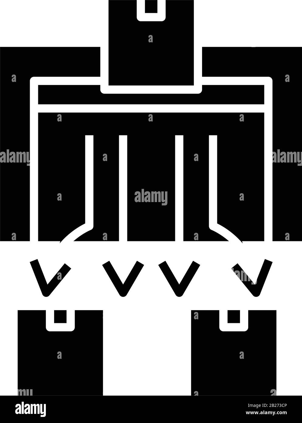 Goods distribution black icon, concept illustration, vector flat symbol ...