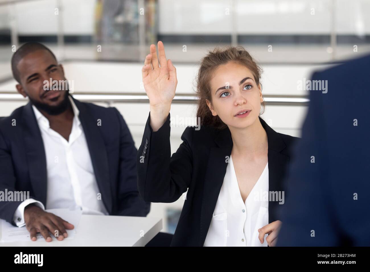 Hand raise presentation hi-res stock photography and images - Alamy