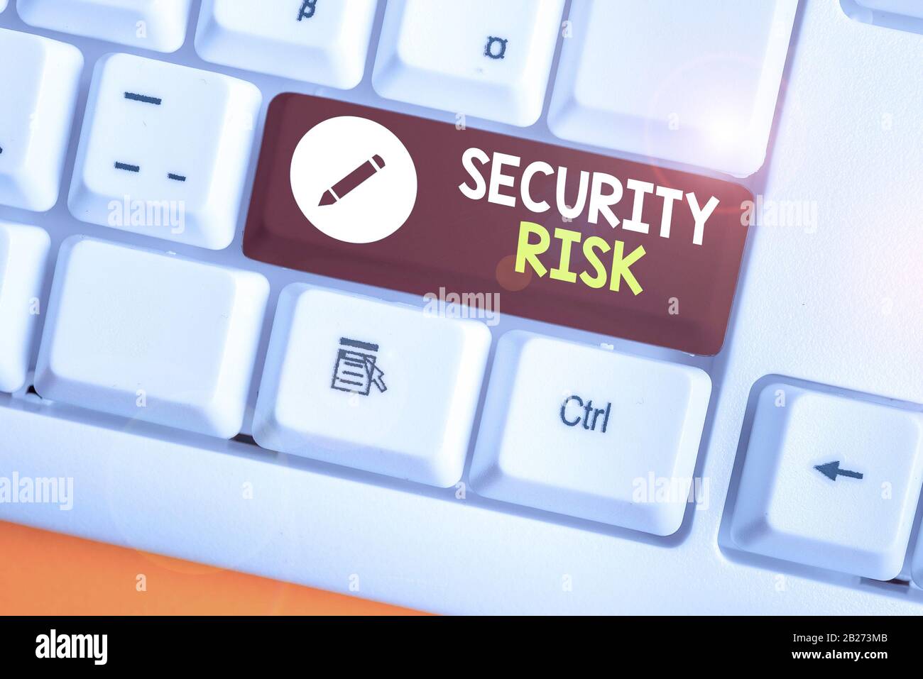 Writing note showing Security Risk. Business concept for possesses a ...