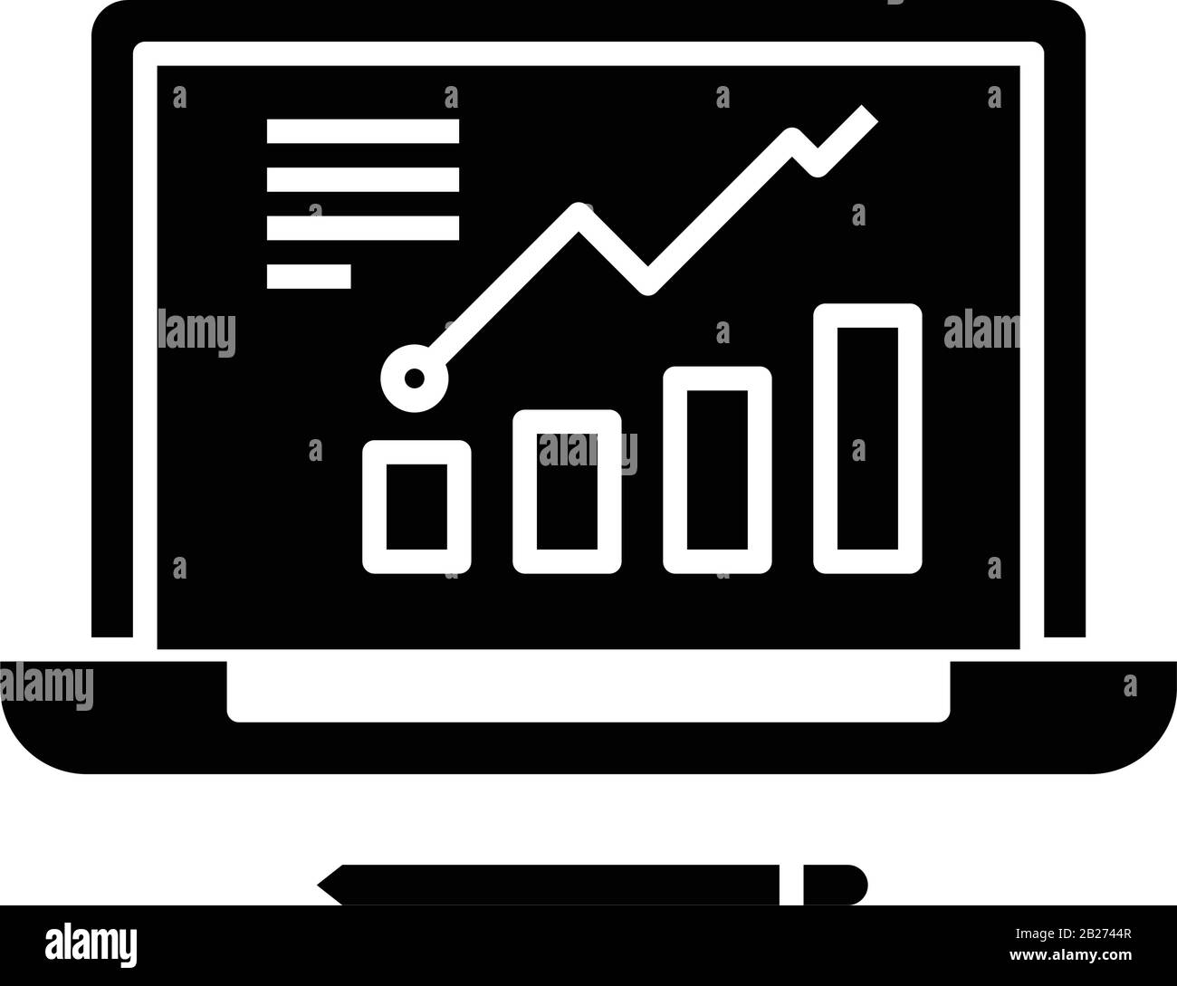 Graphic data black icon, concept illustration, vector flat symbol ...
