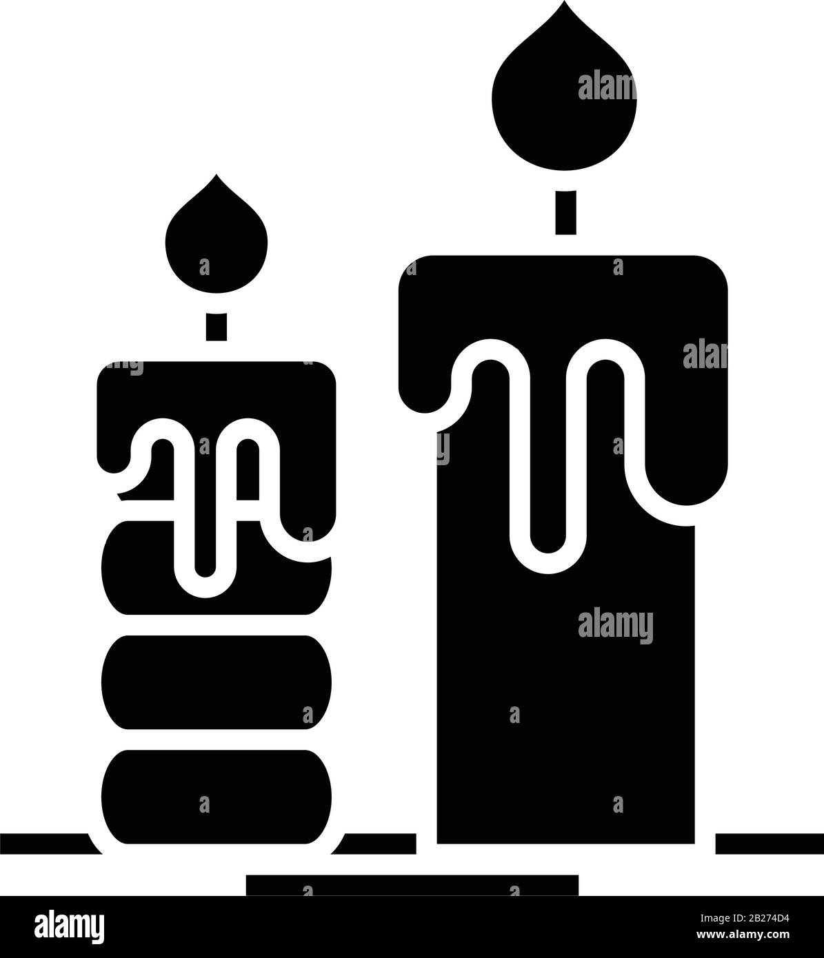Holiday candles black icon, concept illustration, vector flat symbol ...