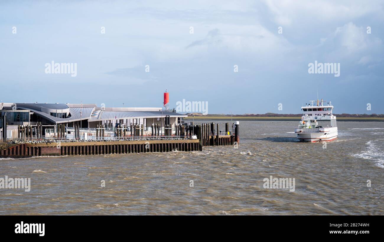 Norderney, Germany. 01st Mar, 2020. A ferry docks at the ferry terminal ...