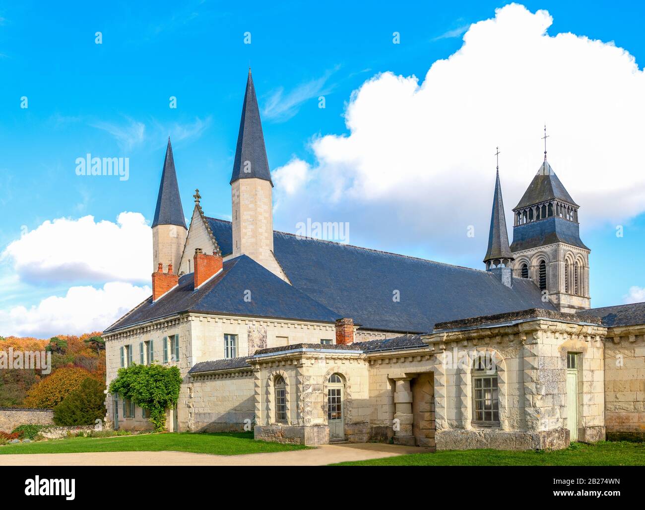 France, Loire Valley, Fontevraud L'Abbey, the Royal Abbey seen from the ...