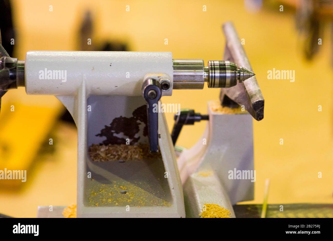 Wood milling machine in action close up process Stock Photo - Alamy