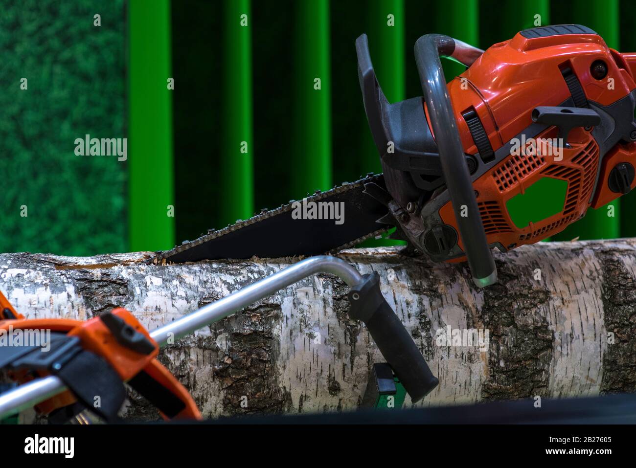 Close-up professional chainsaw blade with protective case Stock Photo ...