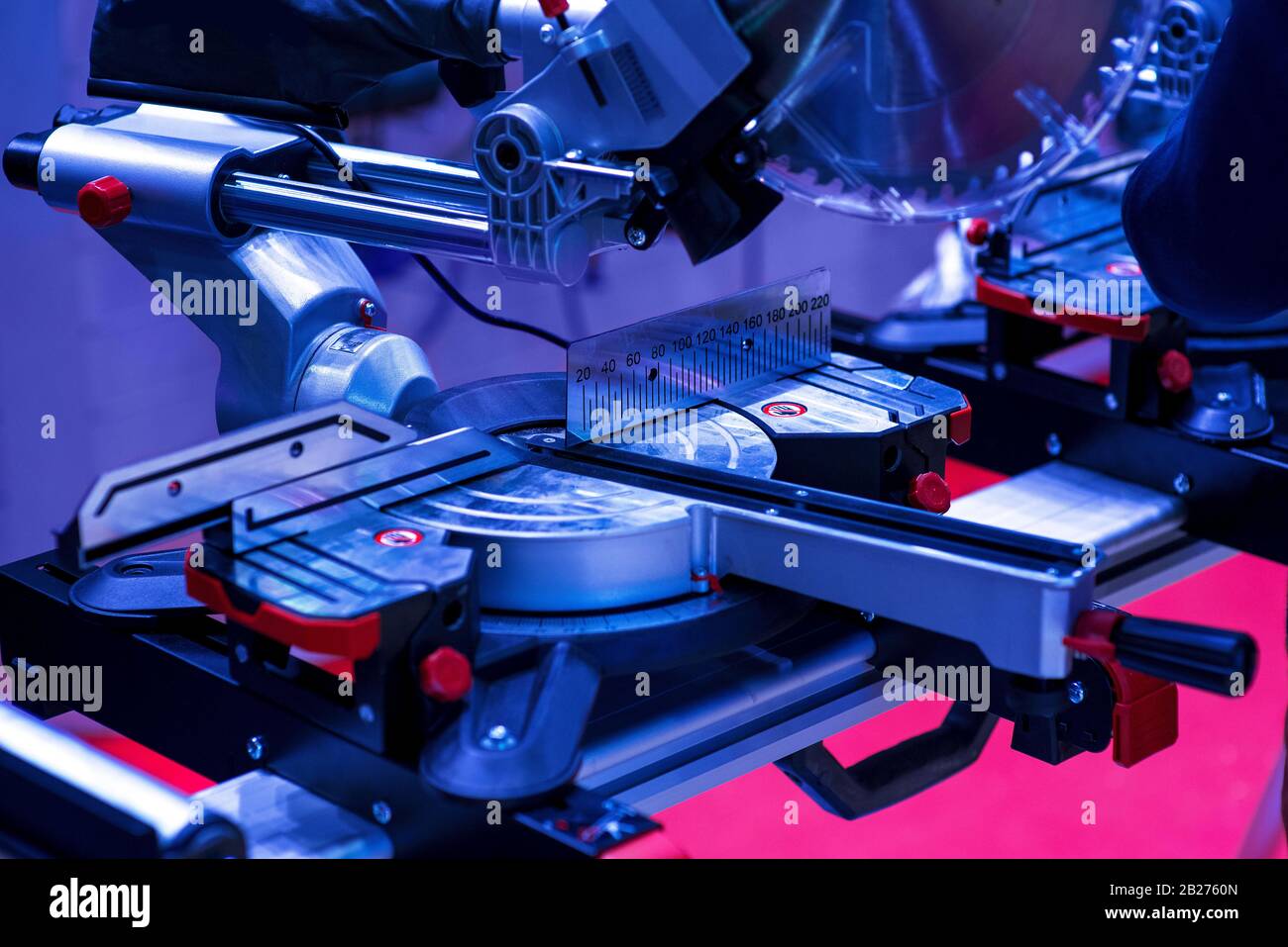 Wood milling machine in action close up process Stock Photo - Alamy