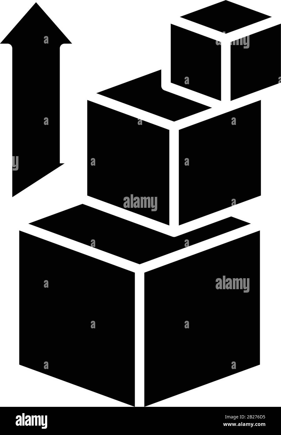 Growing boxes black icon, concept illustration, vector flat symbol ...