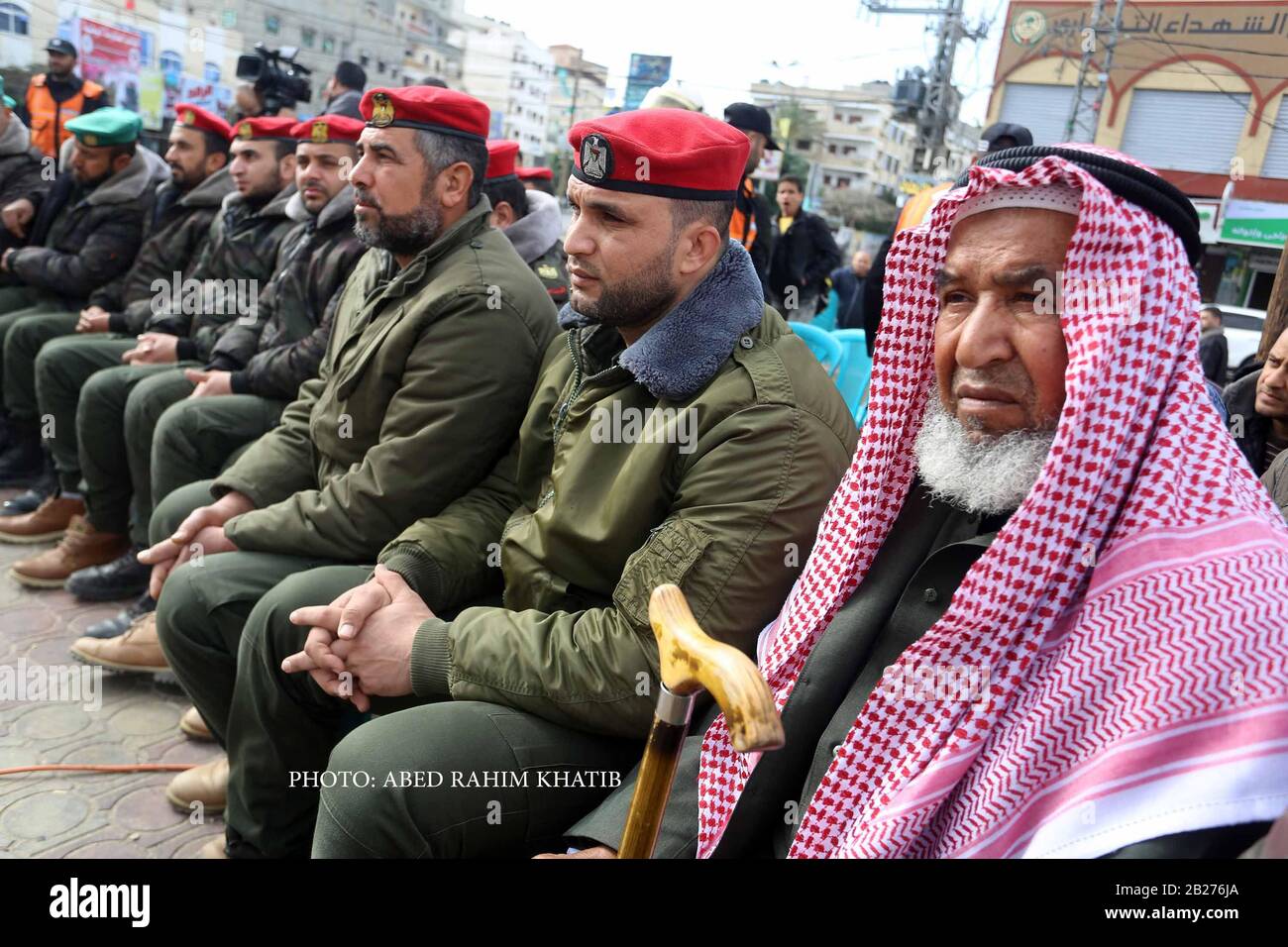 Palestinian security members take part in the International Civil ...