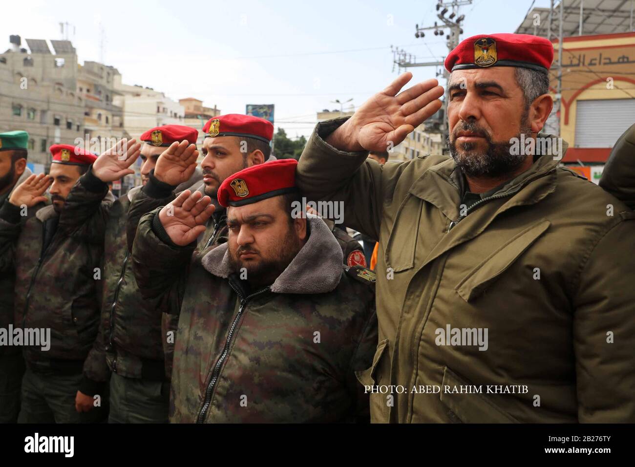 Palestinian security members take part in the International Civil ...