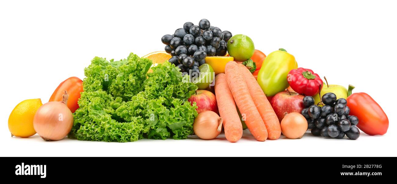 set fruit and vegetables isolated on white Stock Photo - Alamy