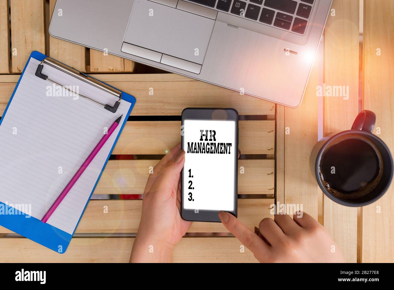 Writing note showing Hr Management. Business concept for strategic ...