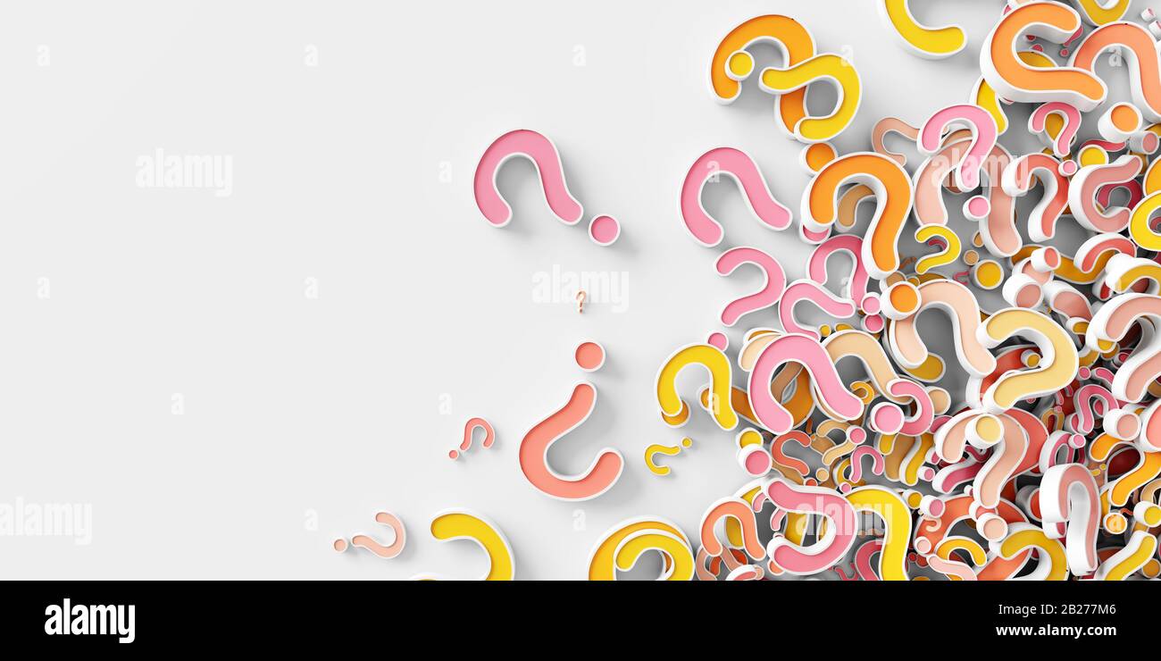 Infinite question marks, business concepts; original 3d rendering Stock ...