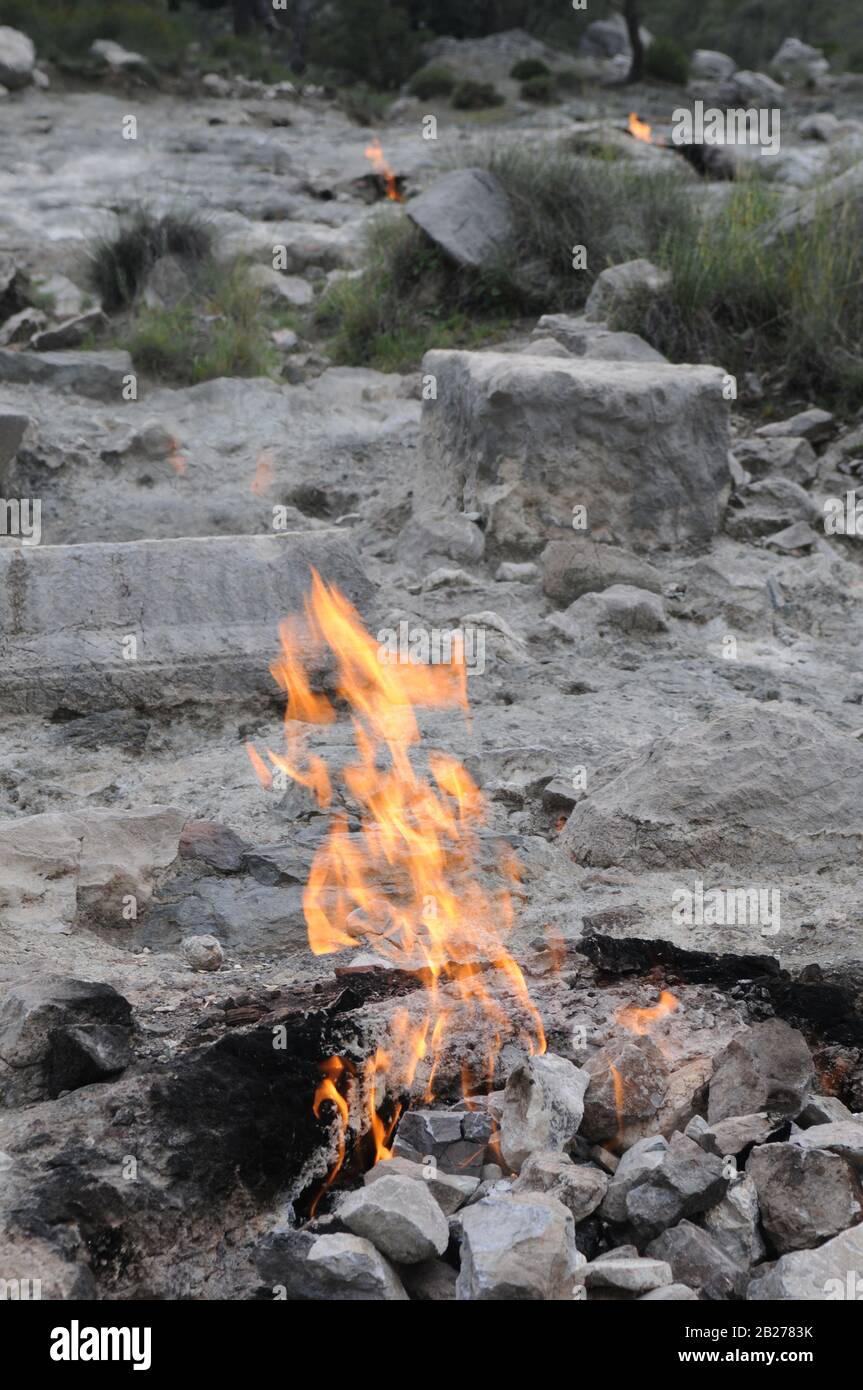 Eternal fires of Chimera in Lycia where the myth of the Chimera takes ...