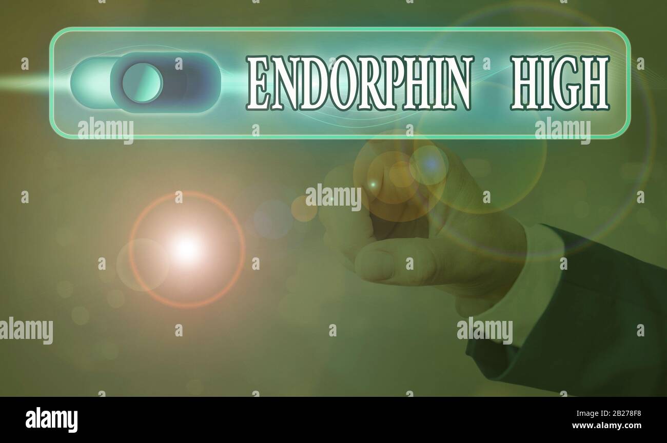 Writing note showing Endorphin High. Business concept for trigger a ...