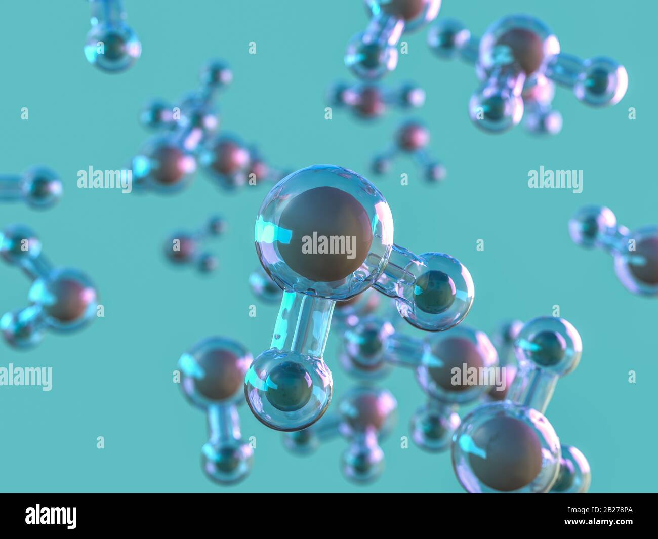 Water molecule. Ecology, biology and biochemistry concept. 3D rendering ...