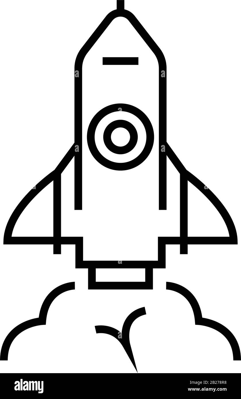 Rocket Vehicle Line Icon Concept Sign Outline Vector Illustration Linear Symbol Stock Vector