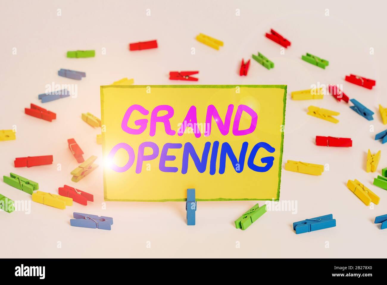 Writing note showing Grand Opening. Business concept for held to mark ...