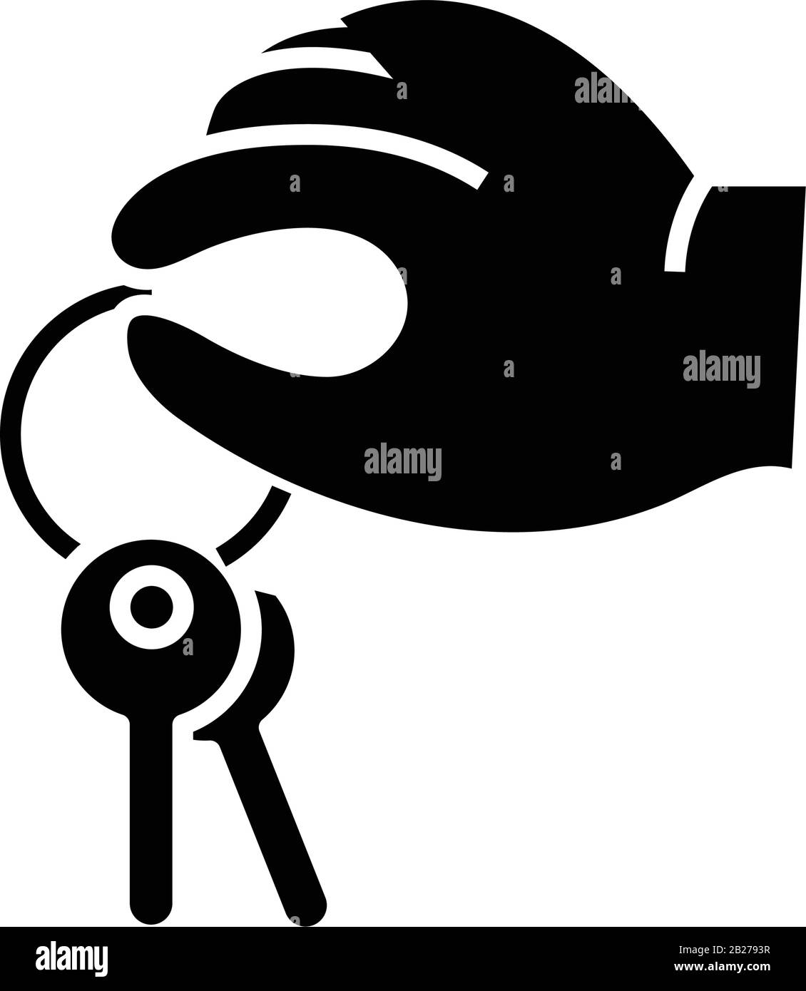 Hand with keys black icon, concept illustration, vector flat symbol ...