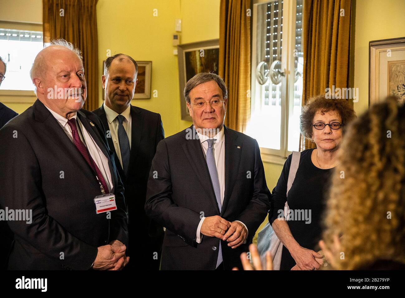 Tel Aviv, Israel. 01st Mar, 2020. Armin Laschet (C), Minister President ...