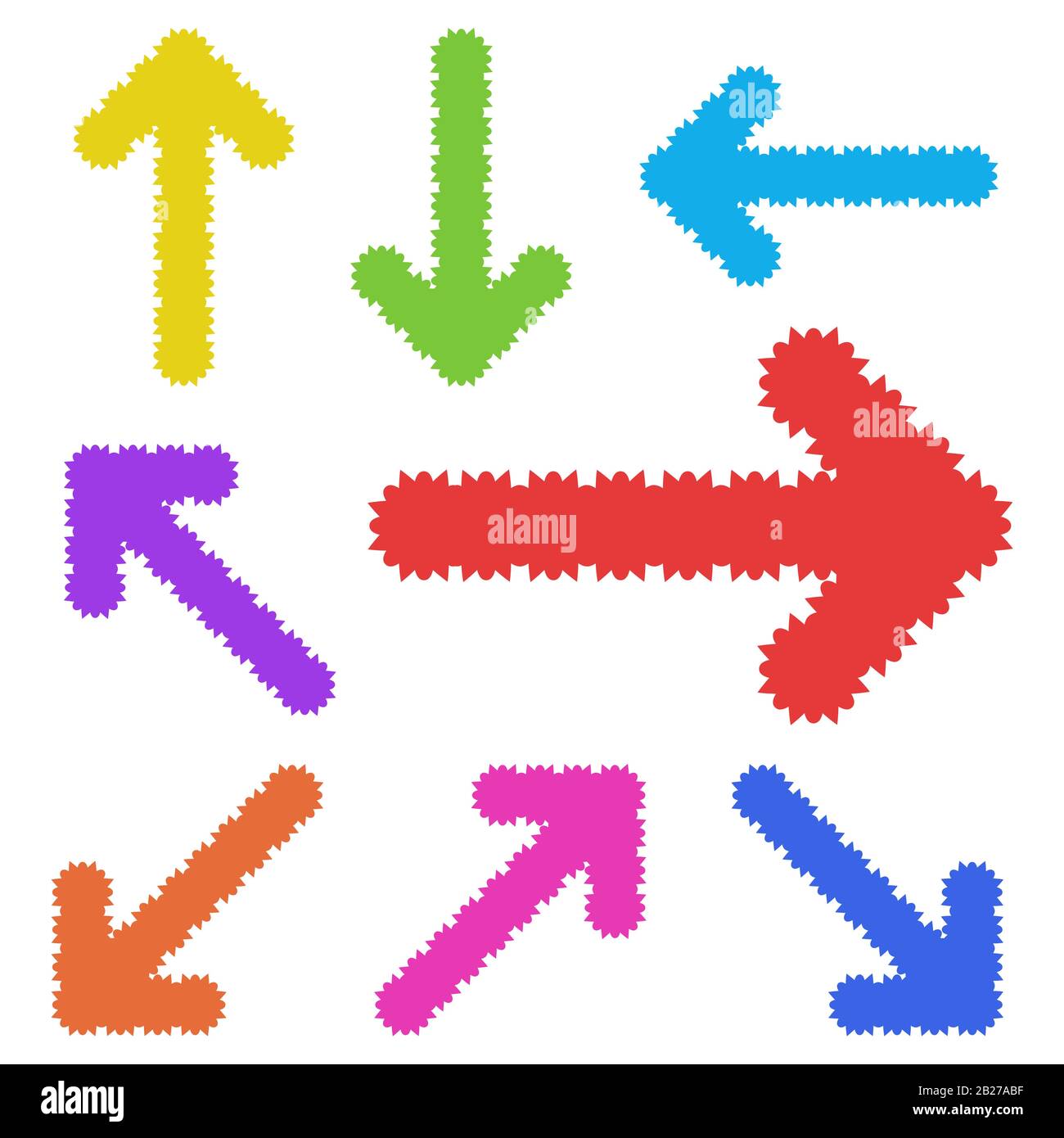 A set of unusual arrows of bright color. Simple flat vector ...