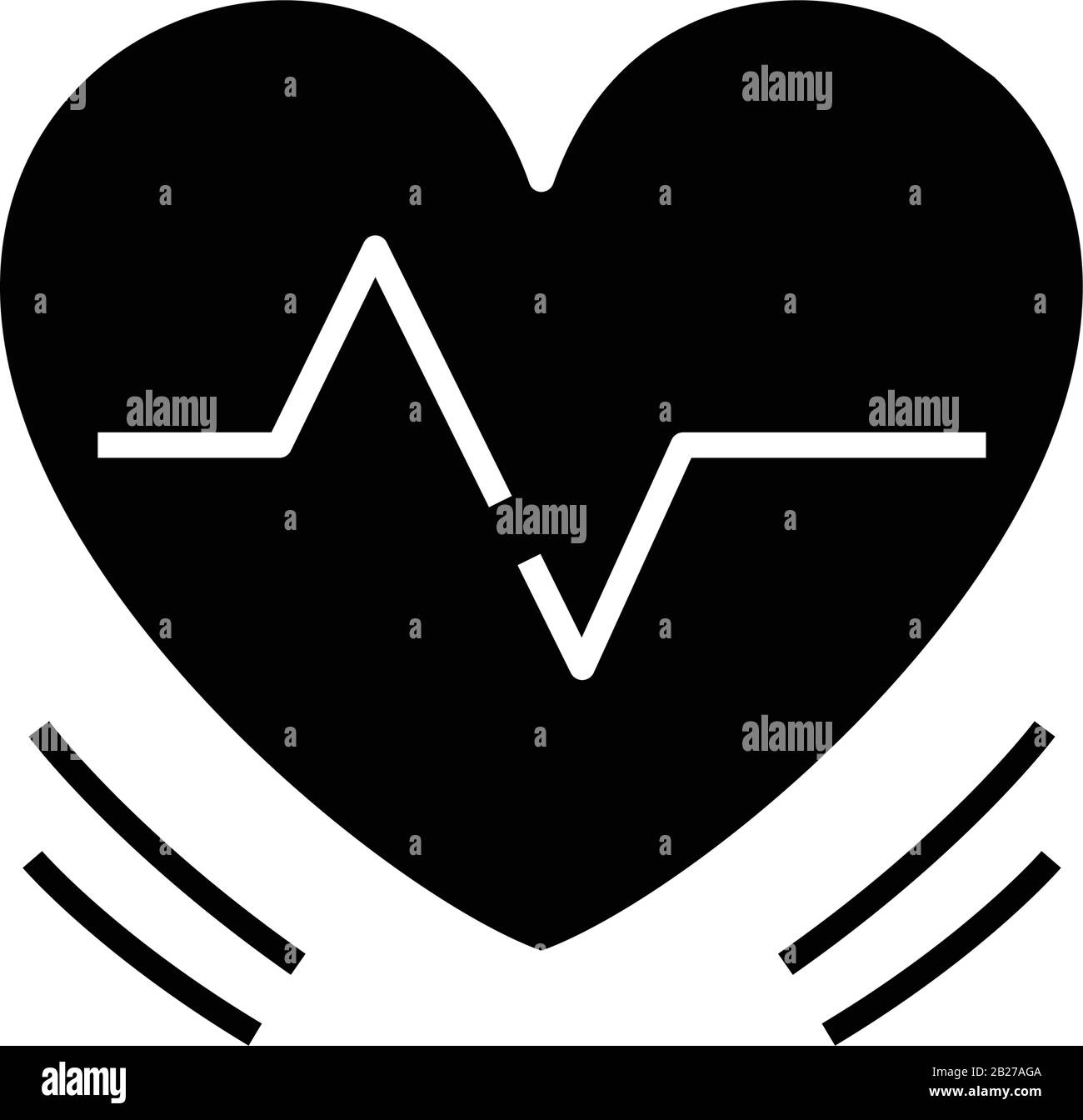 Heart rate black icon, concept illustration, vector flat symbol, glyph ...