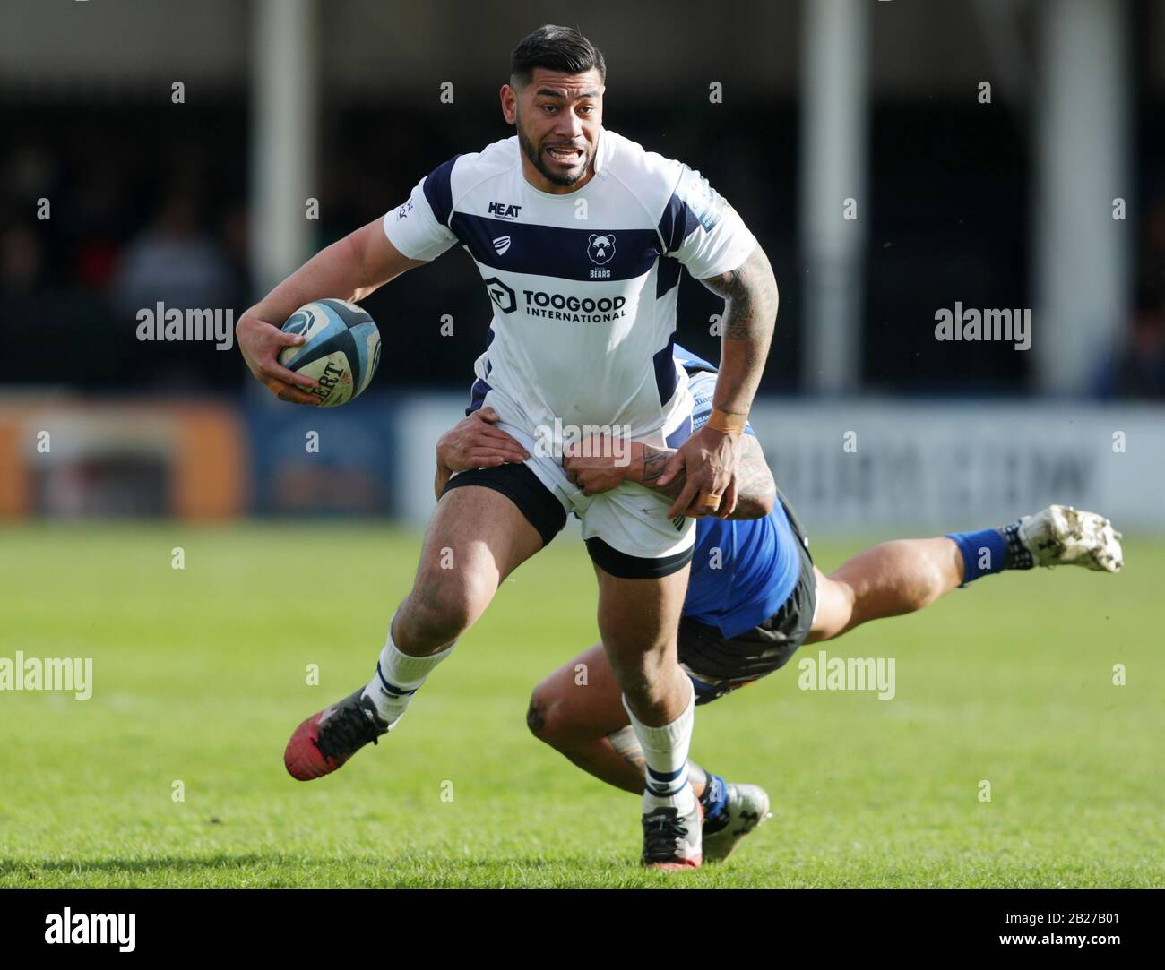 Bristol's Charles Piutau is tackled by Bath's Josh Matavesi during the ...