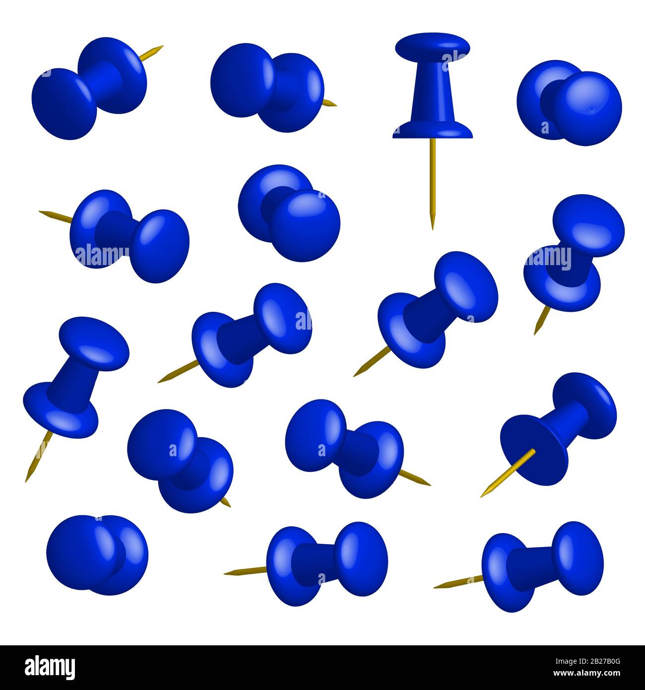 Set of color office push pins. Simple flat vector illustration isolated ...