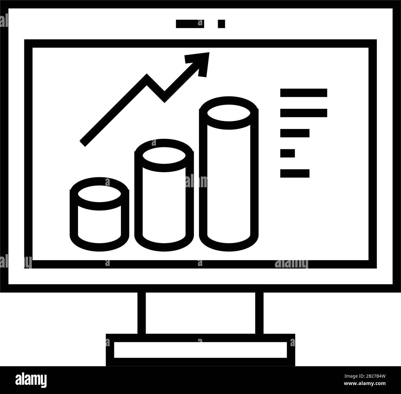 Rising value line icon, concept sign, outline vector illustration ...