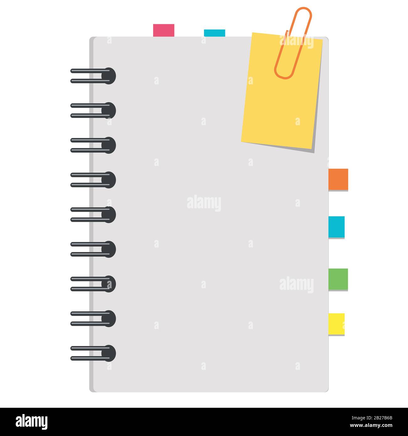 Half an open notepad with clean sheets and bookmarks between the pages ...