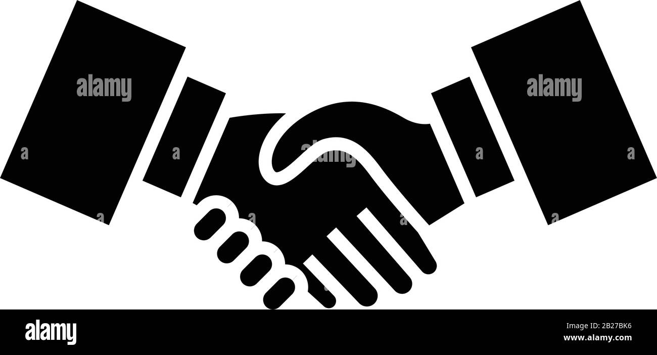 Hand shake black icon, concept illustration, vector flat symbol, glyph ...