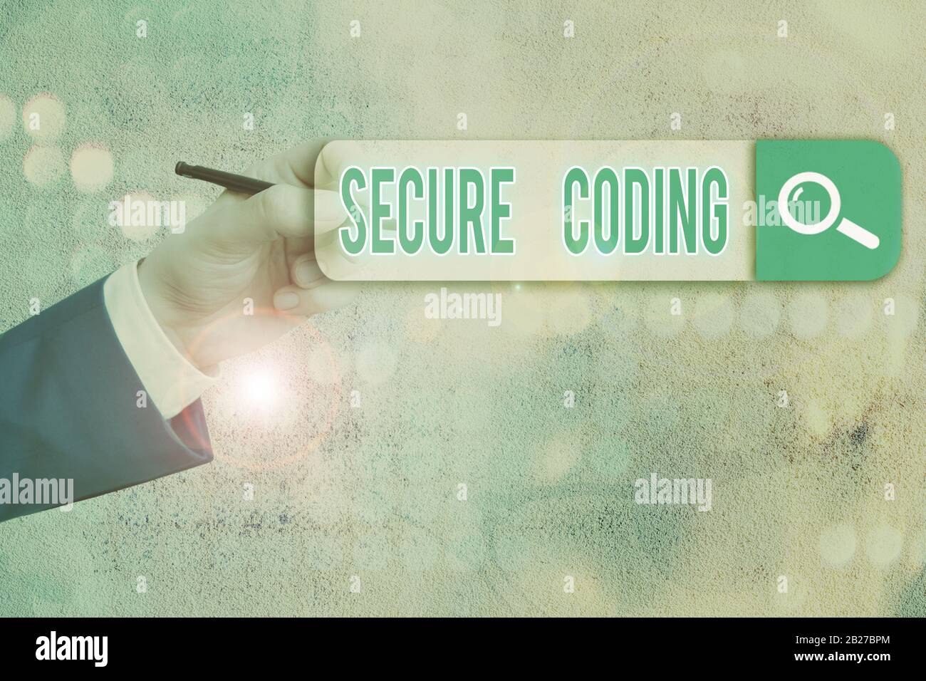Conceptual Hand Writing Showing Secure Coding Concept Meaning Applied To Avoid The Introduction