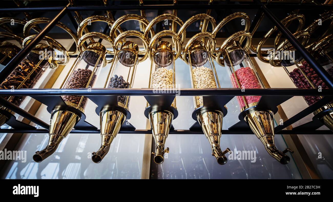 Glassware with canned food and cooking ingredients Stock Photo - Alamy