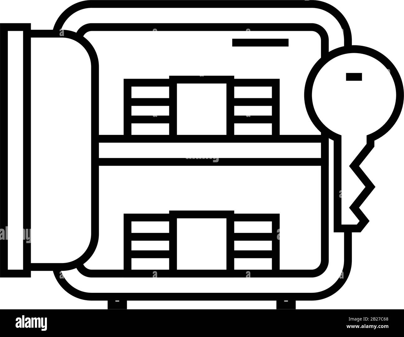 Safe key line icon, concept sign, outline vector illustration, linear ...